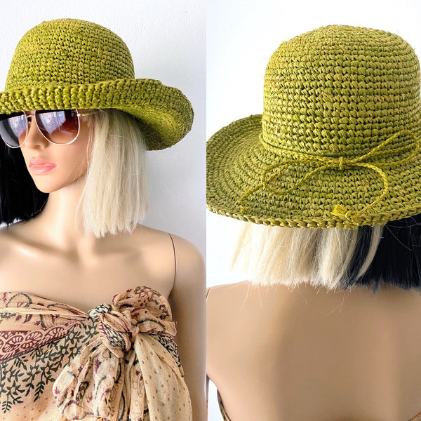 Green Straw Hat - Etsy