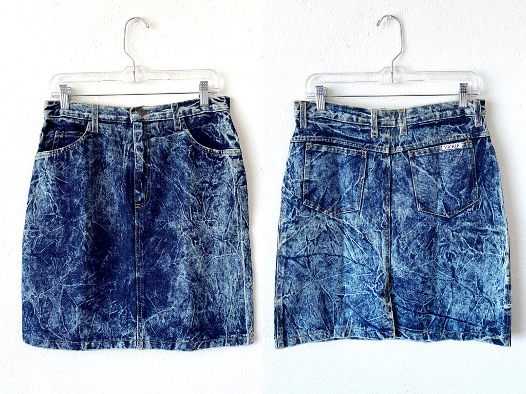 Vintage Acid Wash Skirt 1980s Punk Fashion Distressed Skirt Retro ...