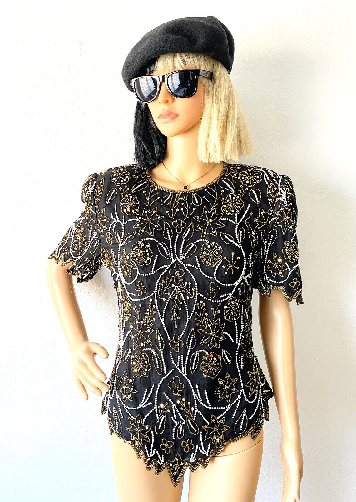 Vintage Beaded Evening Top Embellished Top Flapper Blouse | Etsy