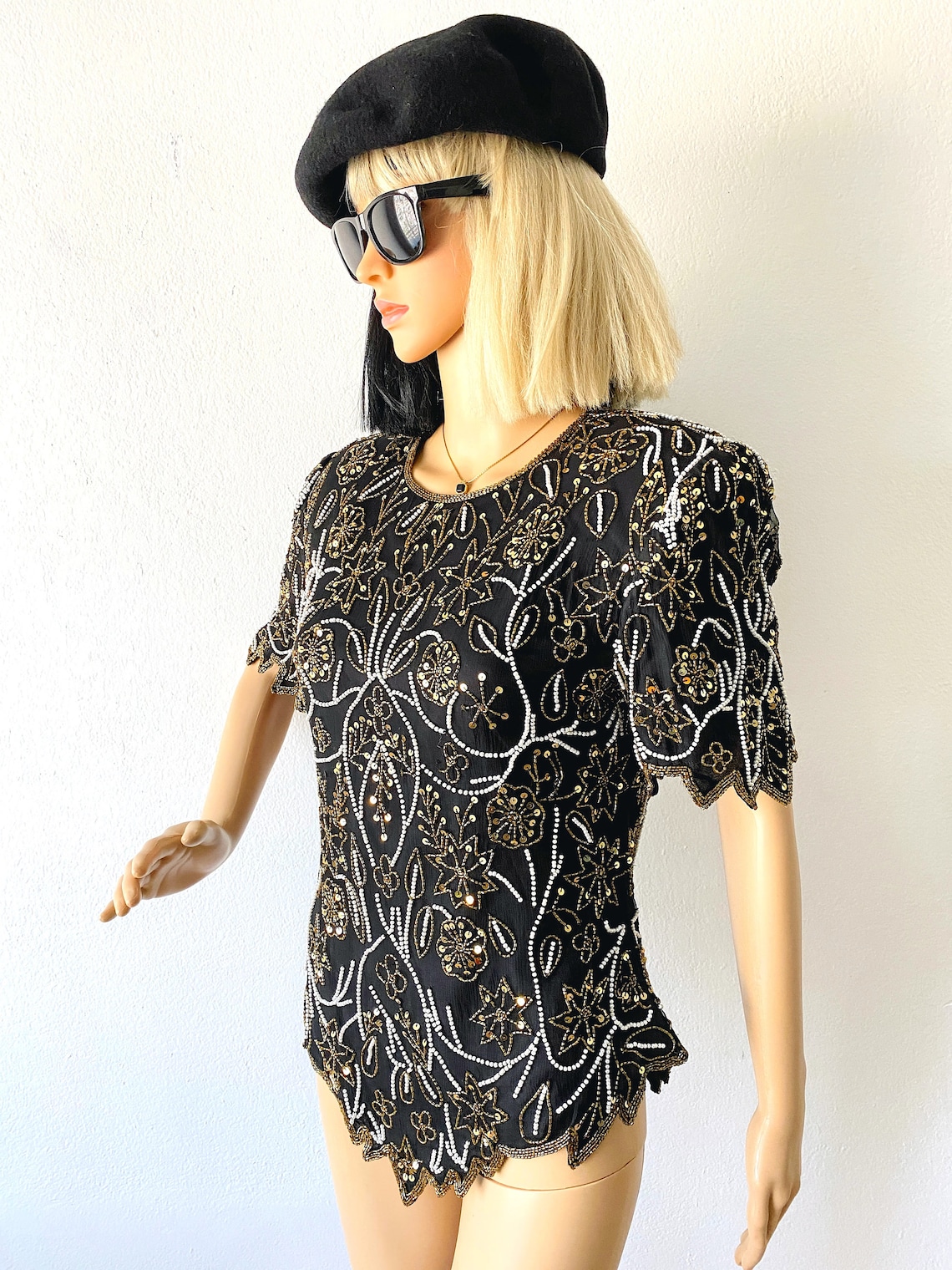 Vintage Beaded Evening Top Embellished Top Flapper Blouse | Etsy