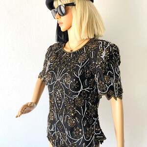 Vintage Beaded Evening Top | Embellished Top | Flapper Blouse | Party ...