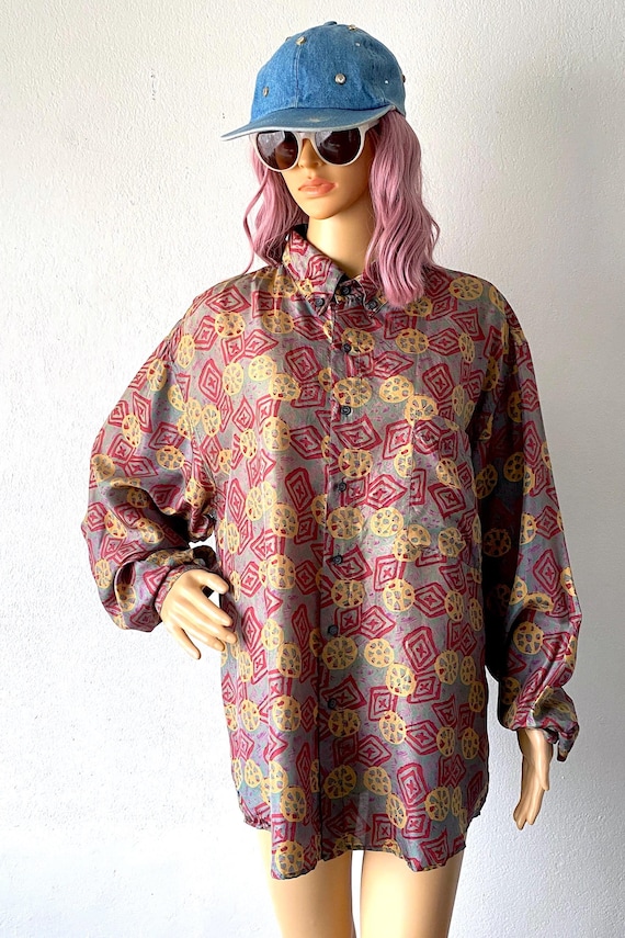 80s streetwear oversized button - Gem