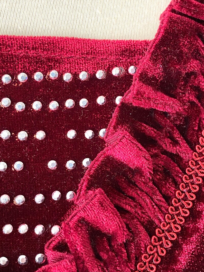 Vintage Red Velvet Top Goth Blouse Ruffled Collar Top | Etsy