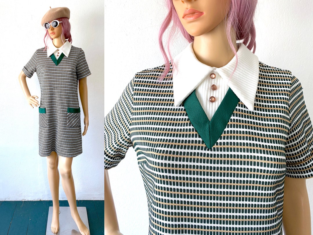 Vintage Mod Mini Dress Groovy 60s 70s Handmade Shift Dress Plaid ...
