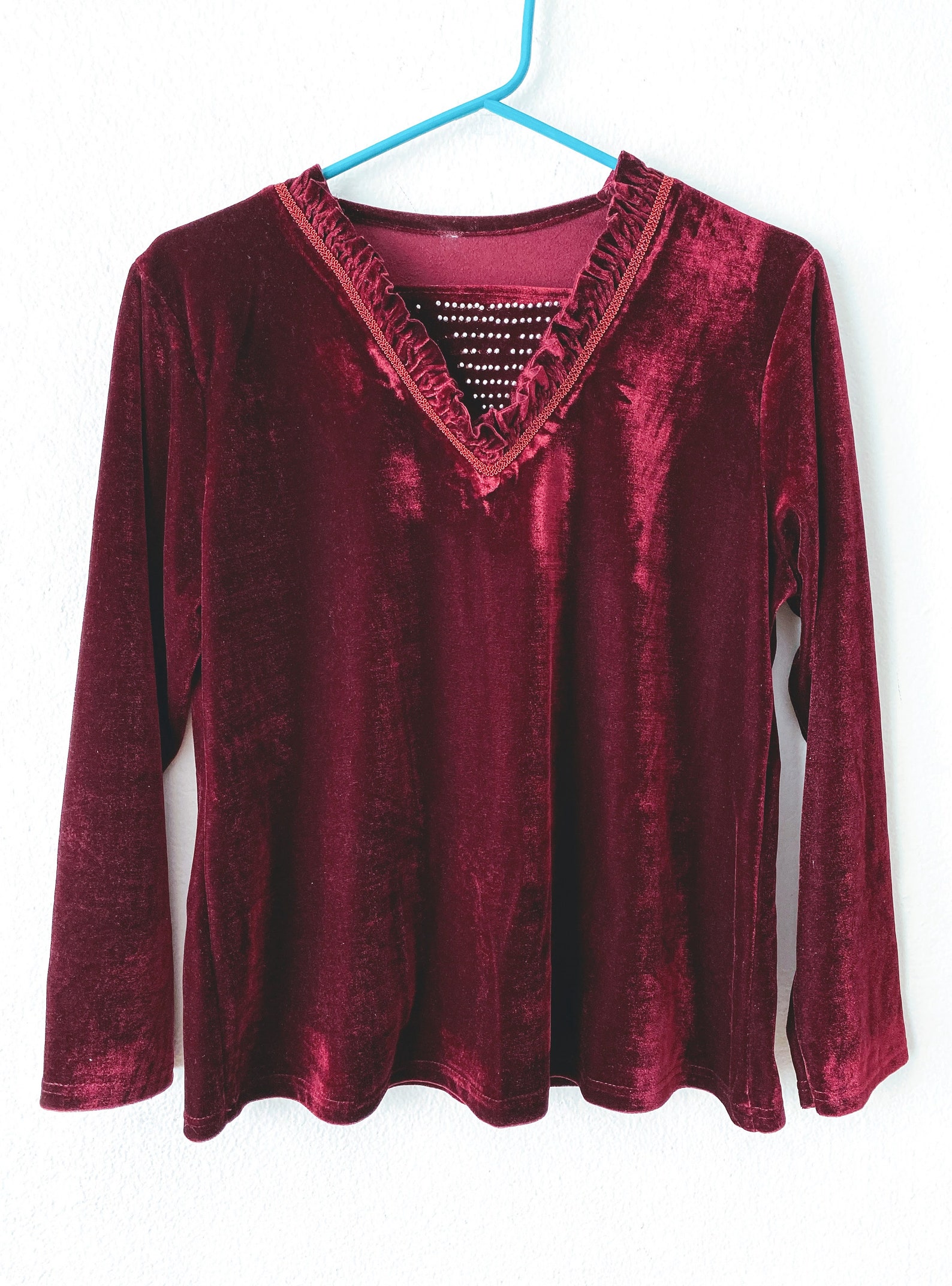 Vintage Red Velvet Top Goth Blouse Ruffled Collar Top | Etsy
