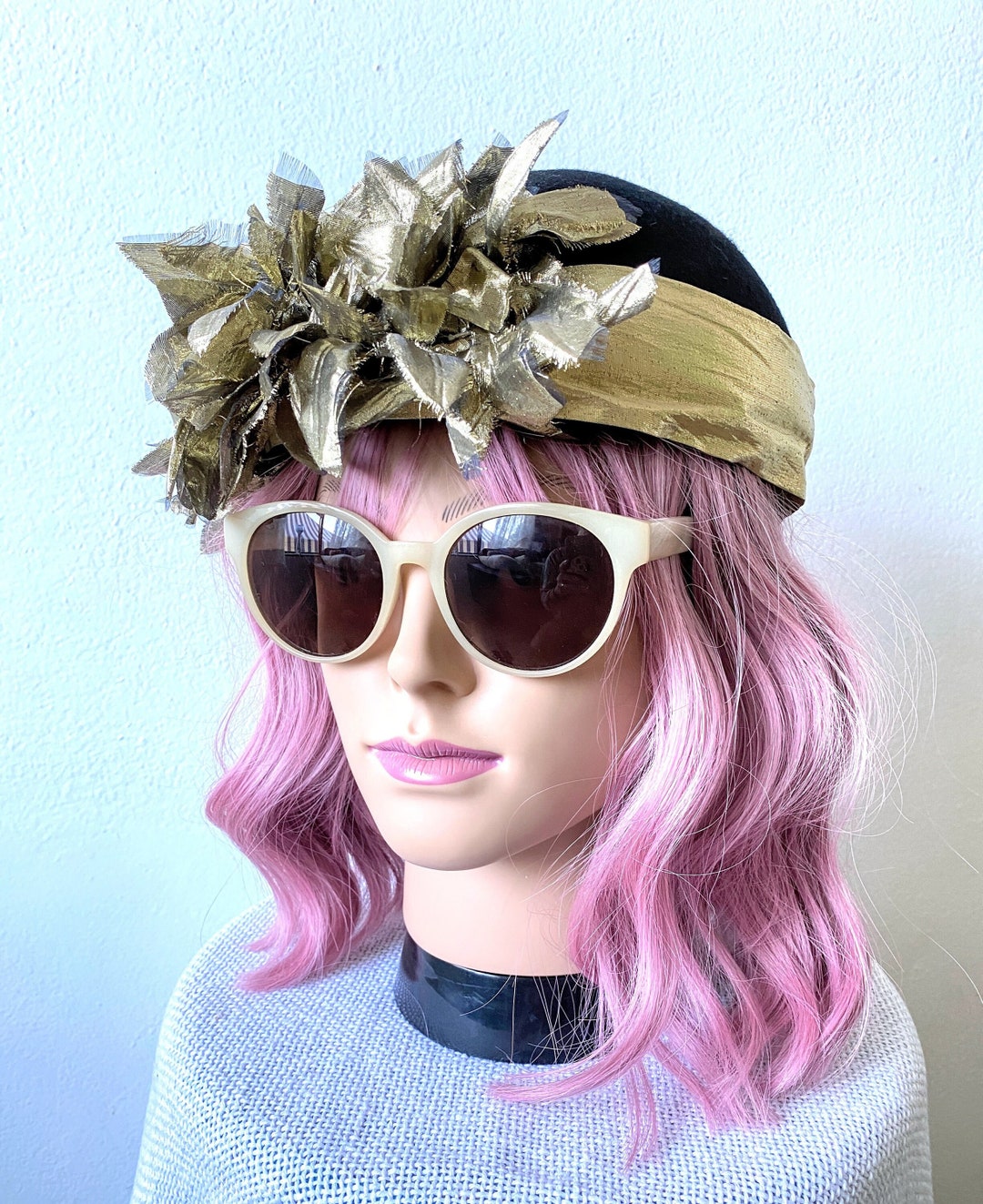 Vintage Embellished Hat | Fancy Gold Black Hat | Pretty Wool Hat ...