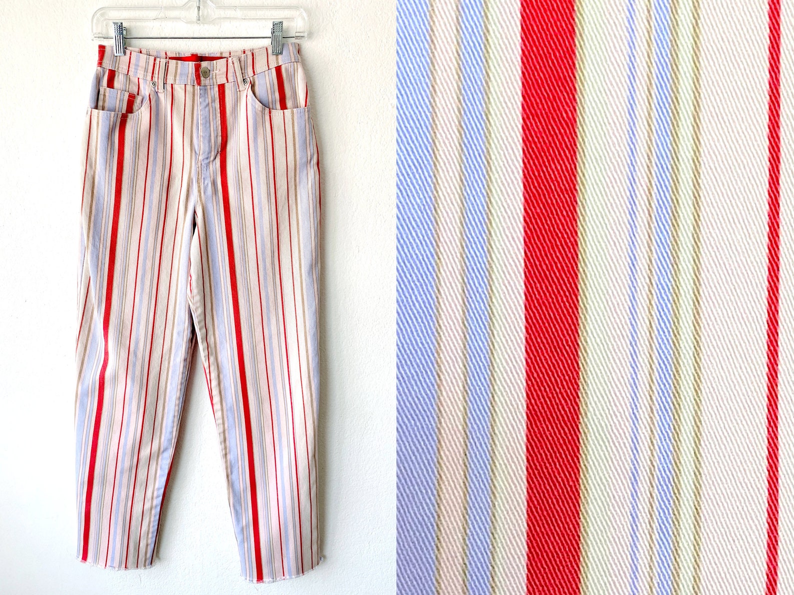 Vintage Striped Jeans High Rise Multi-colored Pants Pastel - Etsy