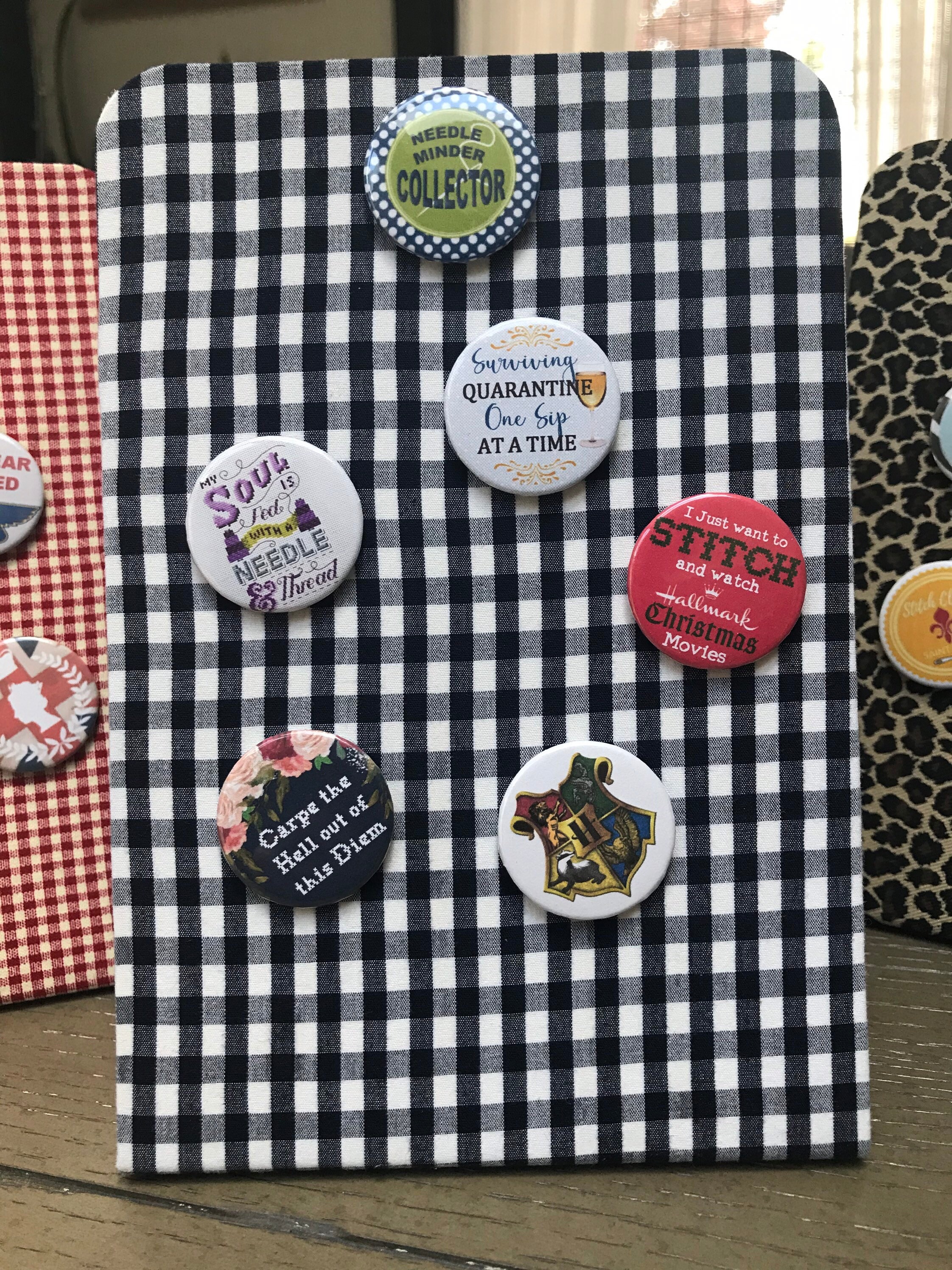 New! Black & White Gingham Fabric-Covered Magnet Display Board for ...