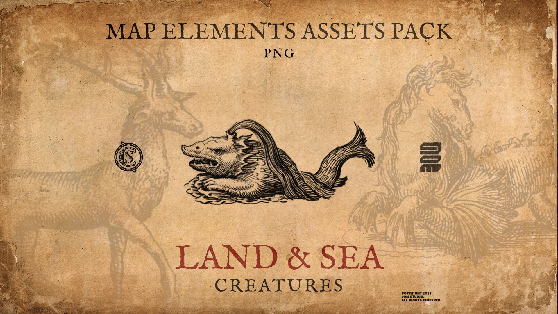 Land and Sea Creatures Map Elements Assets Pack for Historical - Etsy