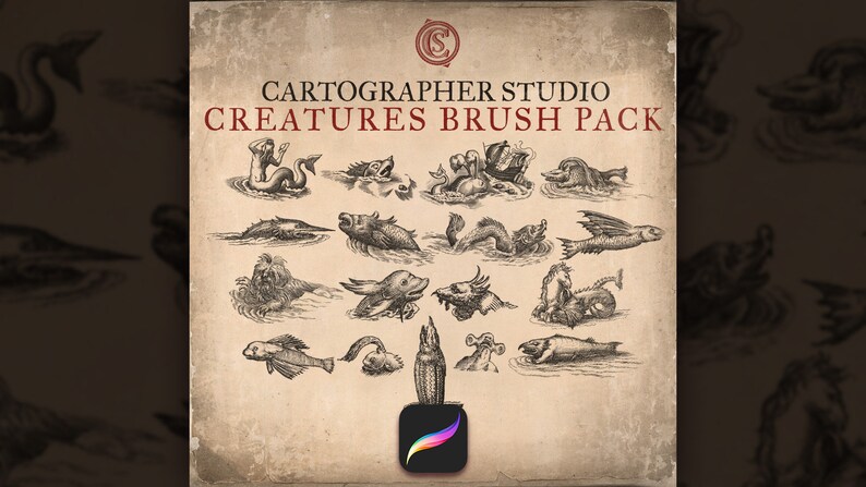 Sea Creatures Brush Pack procreate Brushes for Fantasy Maps - Etsy