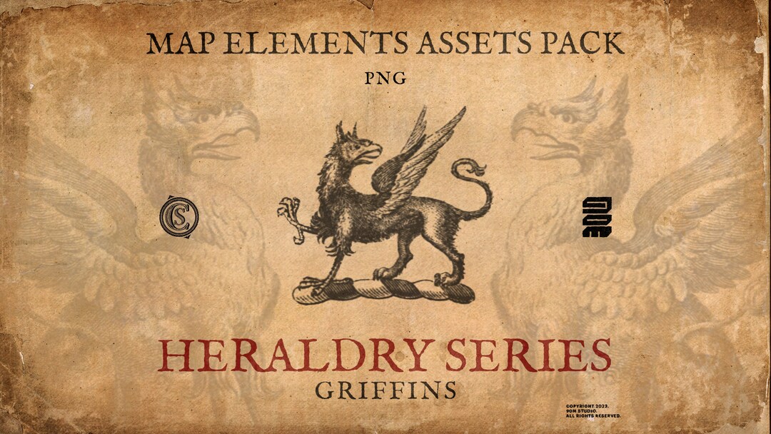 Griffins Map Elements PNG Assets Pack for Historical, Fantasy and RPG ...