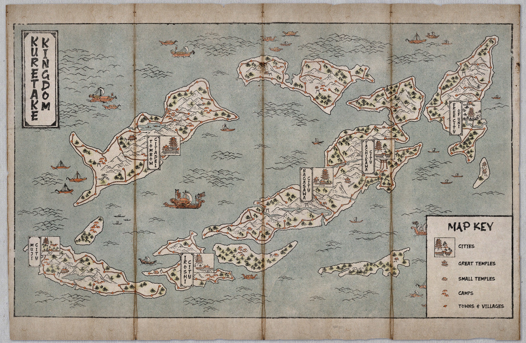 Tokugawa Map Procreate Brushes: Feudal Japan Cartography Toolkit ...