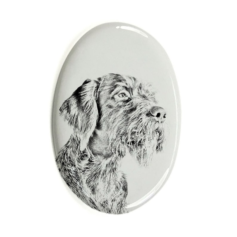 German Wirehaired Pointer Gravestone Oval Ceramic Tile With - Etsy