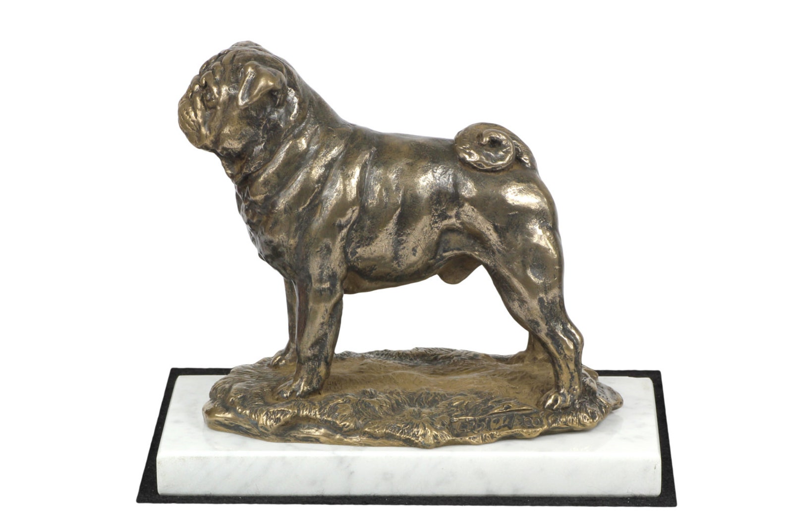 Pug, Dog White Marble Base Statue, Limited Edition, Artdog. Made of ...