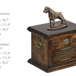 Boxer Uncropped - Exclusive Urn for Dog Ashes With a Statue, Relief and ...