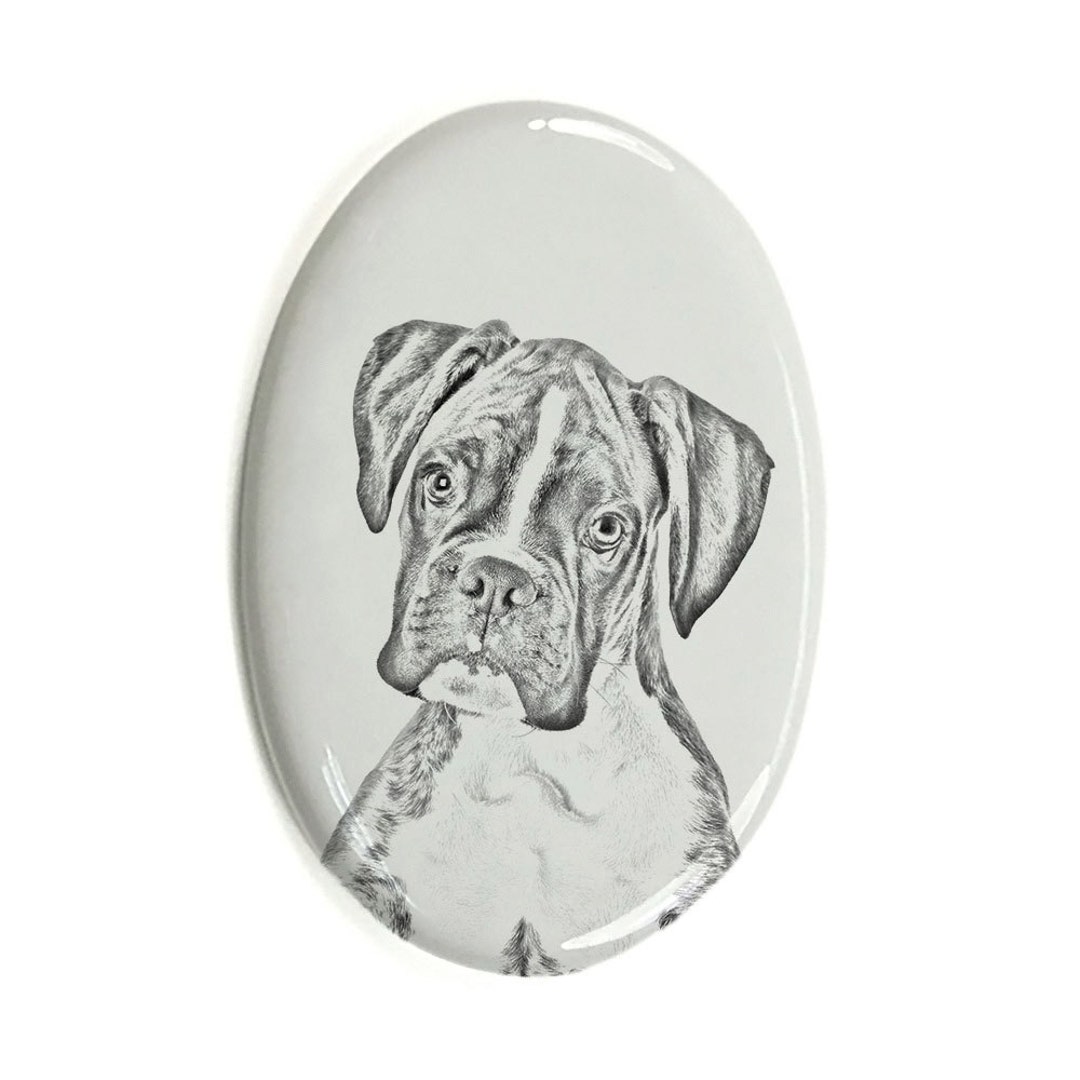 Boxer - Gravestone Oval Ceramic Tile With an Image of a Dog. - Etsy