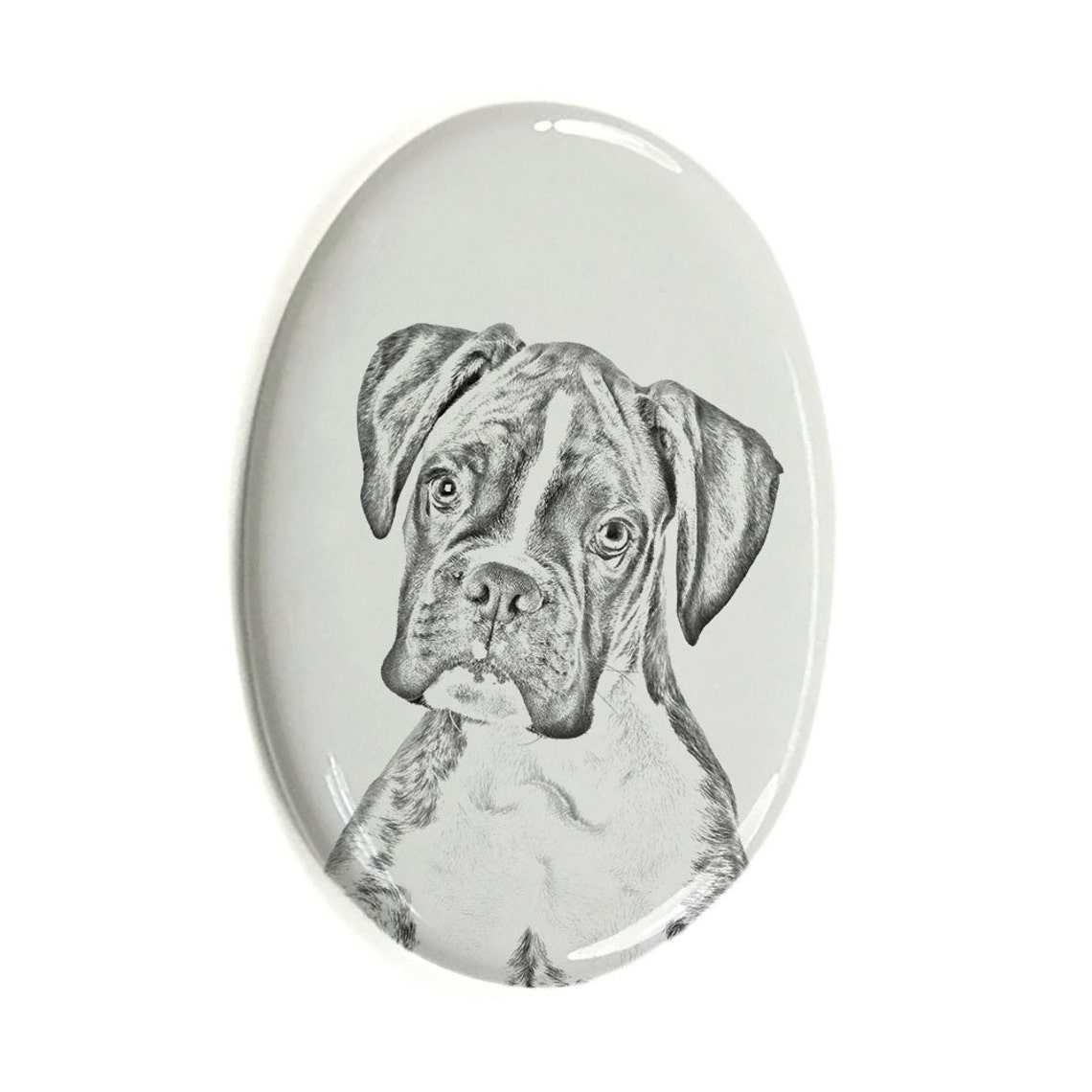 Boxer Gravestone Oval Ceramic Tile With an Image of a Dog. | Etsy