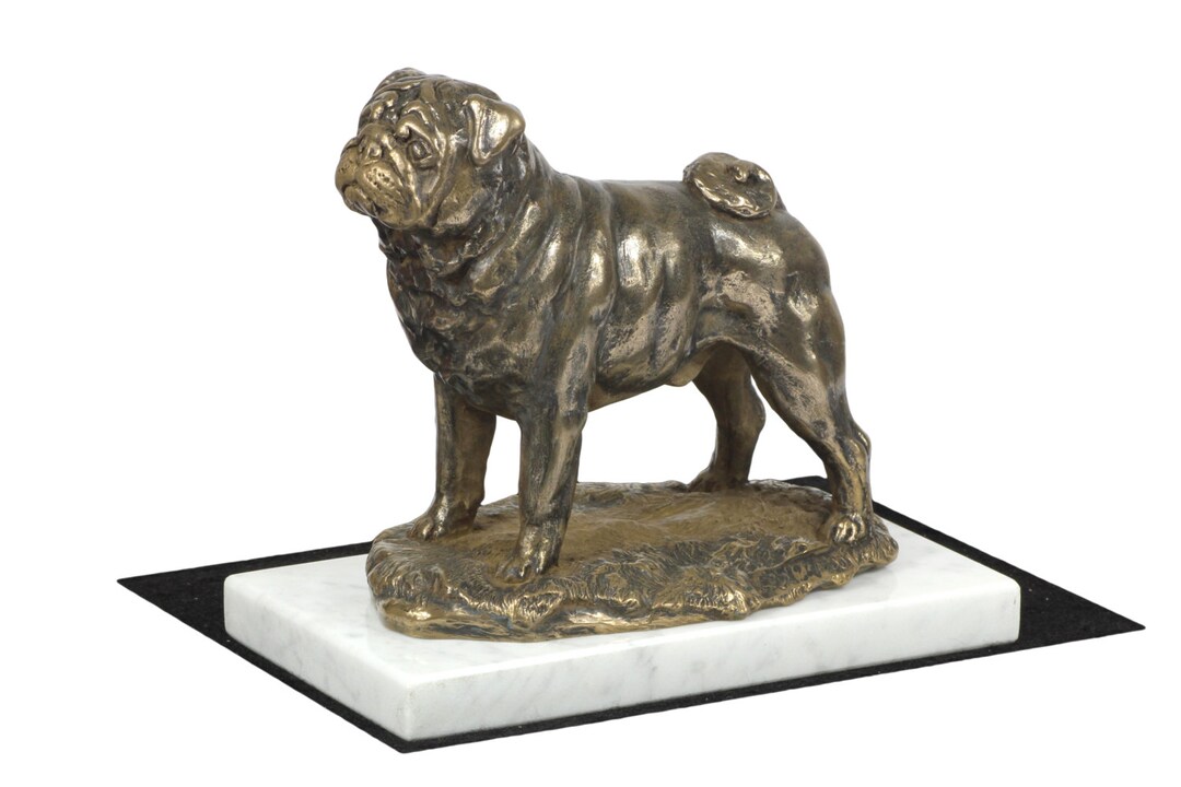Pug, Dog White Marble Base Statue, Limited Edition, Artdog. Made of ...