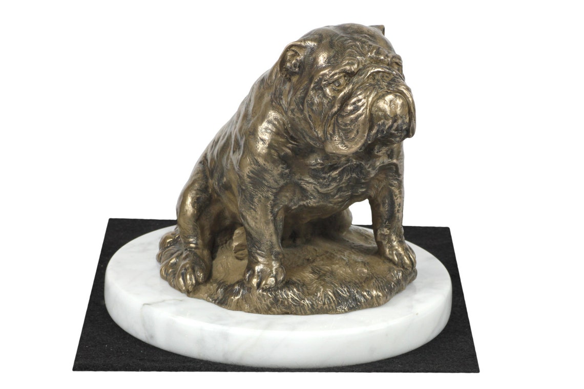 Bulldog, English Bulldog, Dog White Marble Base Statue, Limited Edition ...