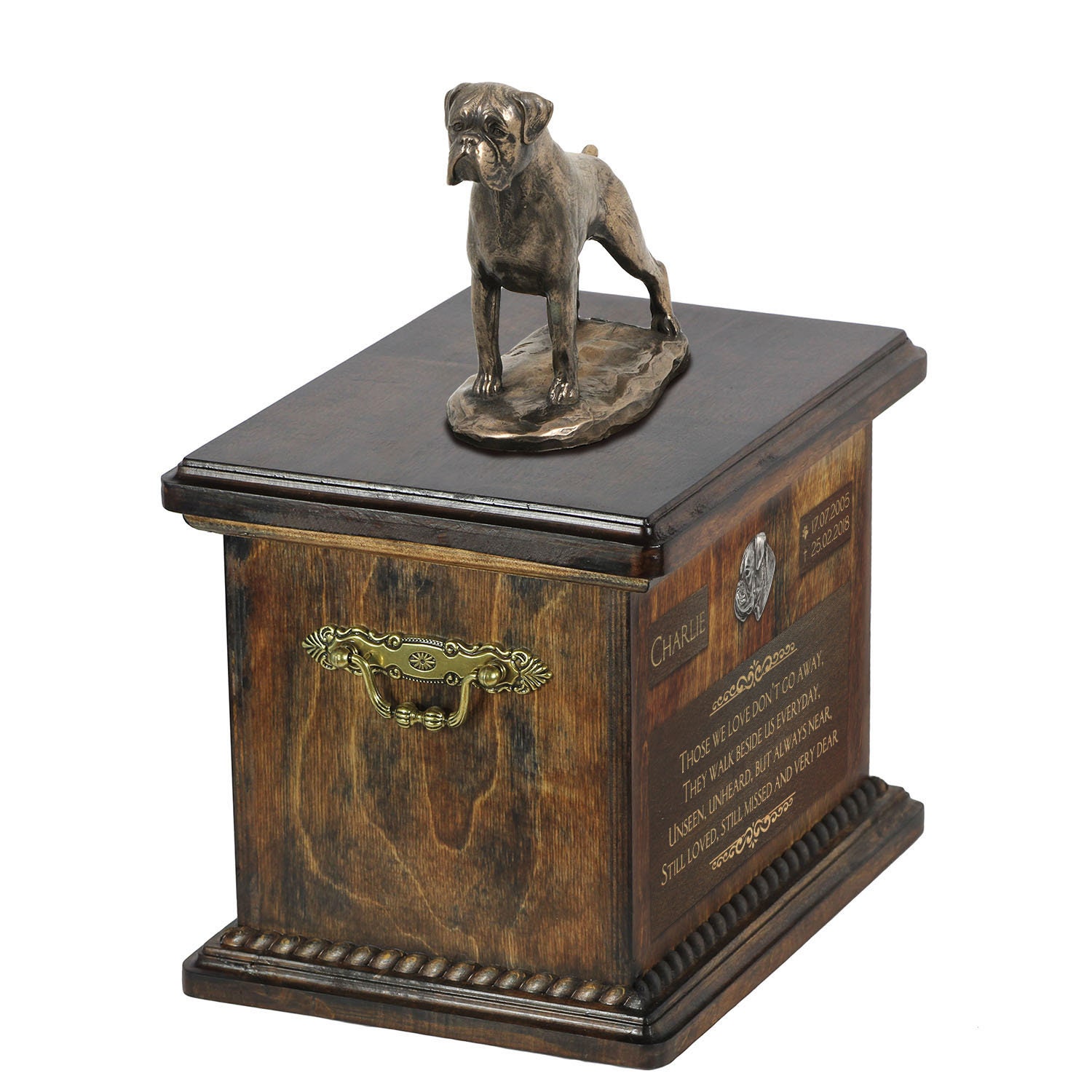 Boxer Uncropped - Exclusive Urn for Dog Ashes With a Statue, Relief and ...