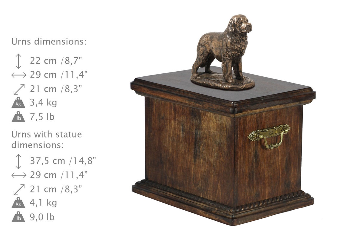 Urn for Dog’s Ashes With a Newfoundland Statue, ART-DOG Cremation Box ...