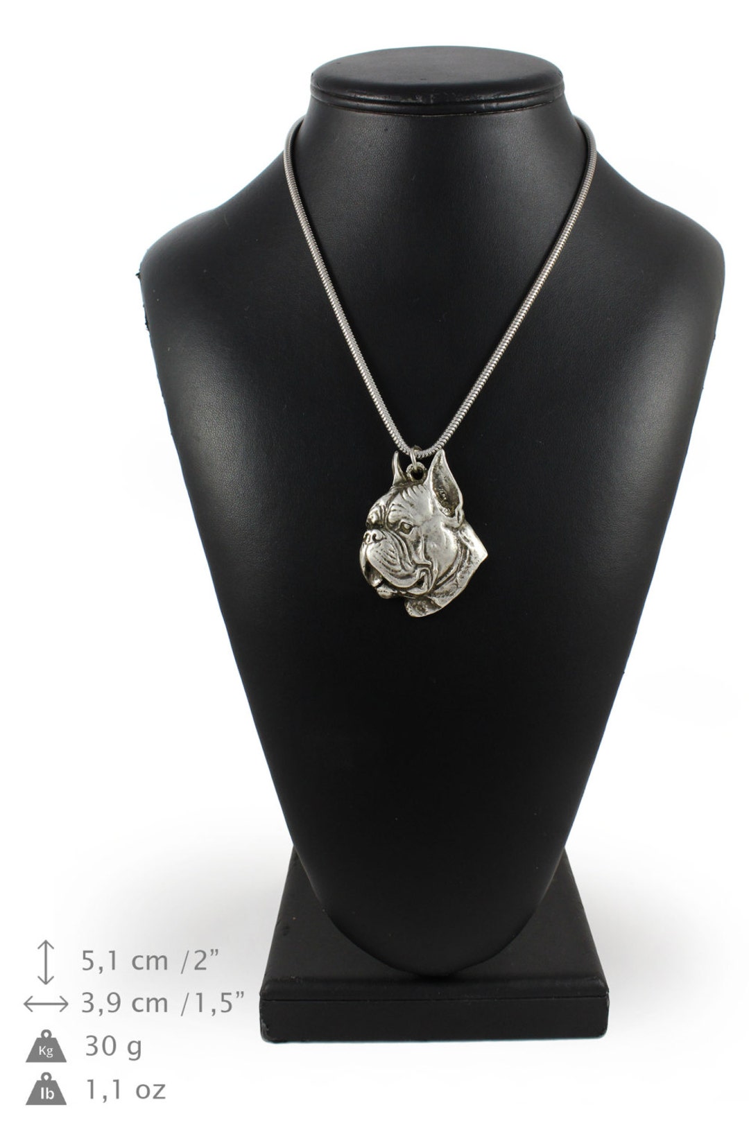 NEW, Boxer (toungue&pointed Ears), Dog Necklace, Silver Cord 925 ...