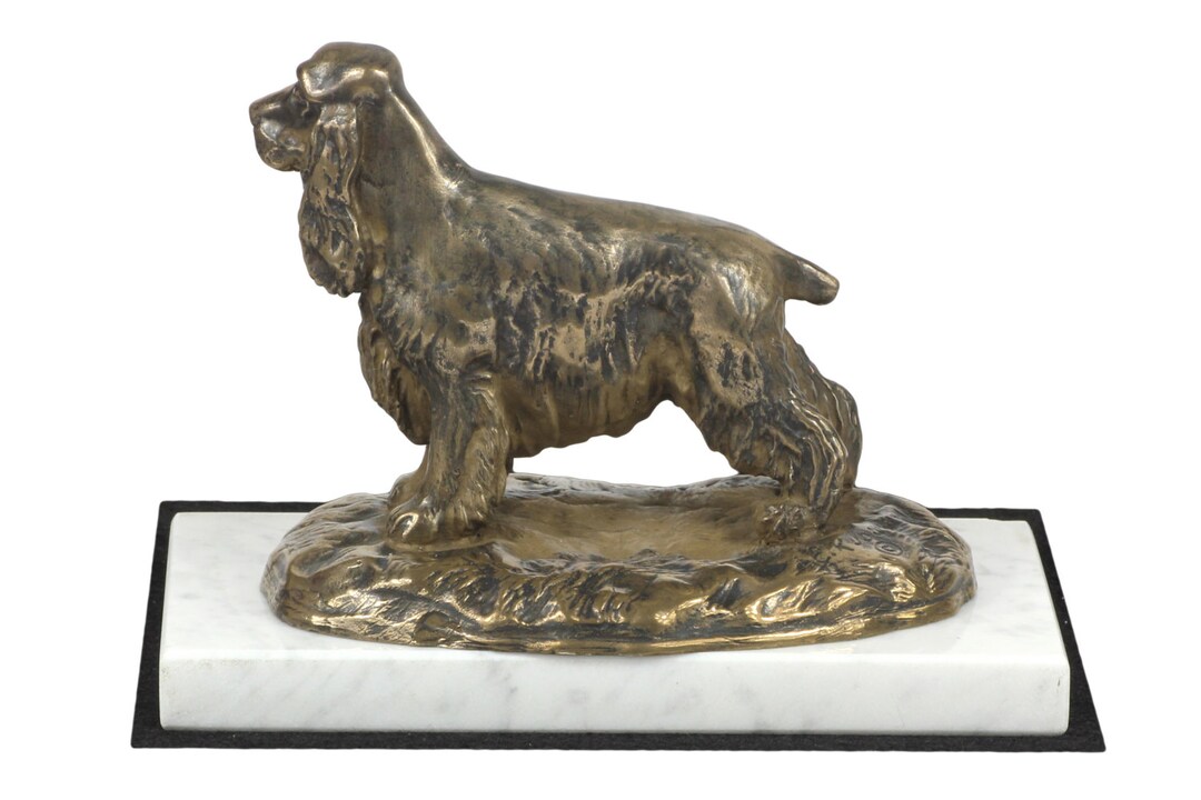 English Cocker Spaniel, Dog White Marble Base Statue, Limited Edition ...