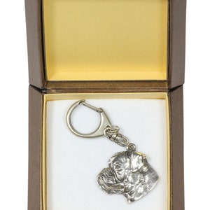 NEW, Boxer (uncropped¬ Cut), Dog Keyring, Key Holder, in Casket ...