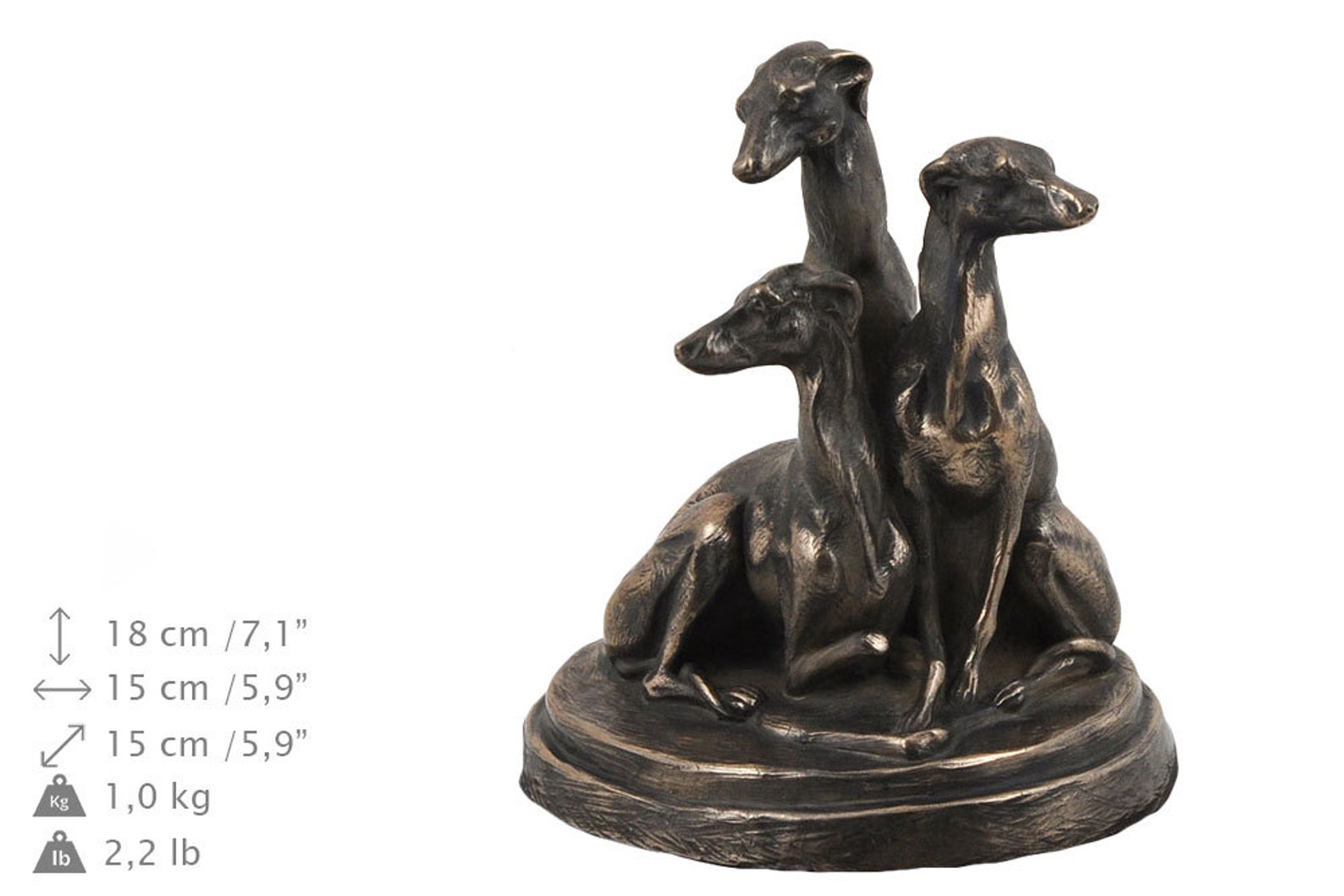 Urn for Dog’s Ashes With a Whippets Statue, ART-DOG Cremation Box ...