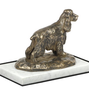 English Cocker Spaniel, Dog White Marble Base Statue, Limited Edition ...