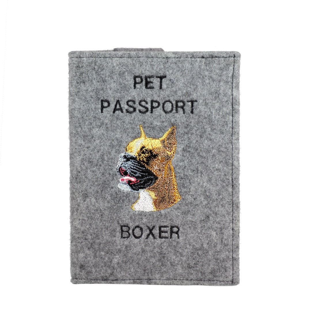 Boxer Cropped - Passport Wallet for the Dog With Embroidered Pattern ...
