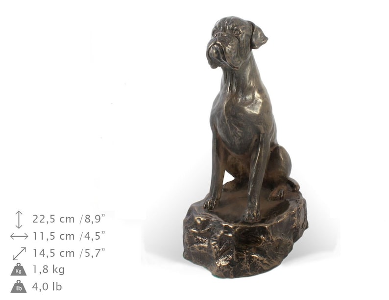 Boxer sitting no desk dog wooden base statue limited | Etsy