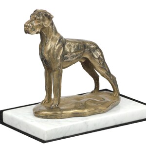 Great Dane Uncropped, Dog White Marble Base Statue, Limited Edition ...