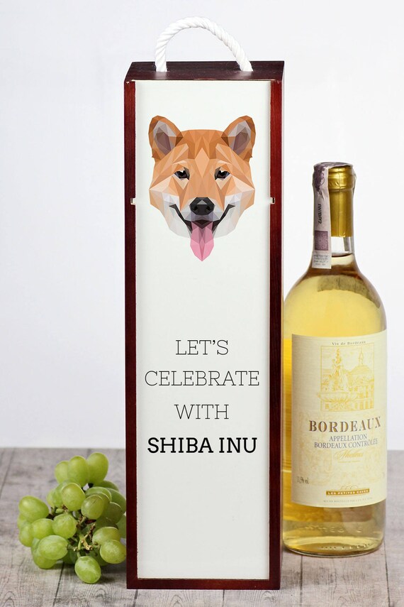 Lets Celebrate With Shiba Inu . A Wine Box With the Geometric | Etsy