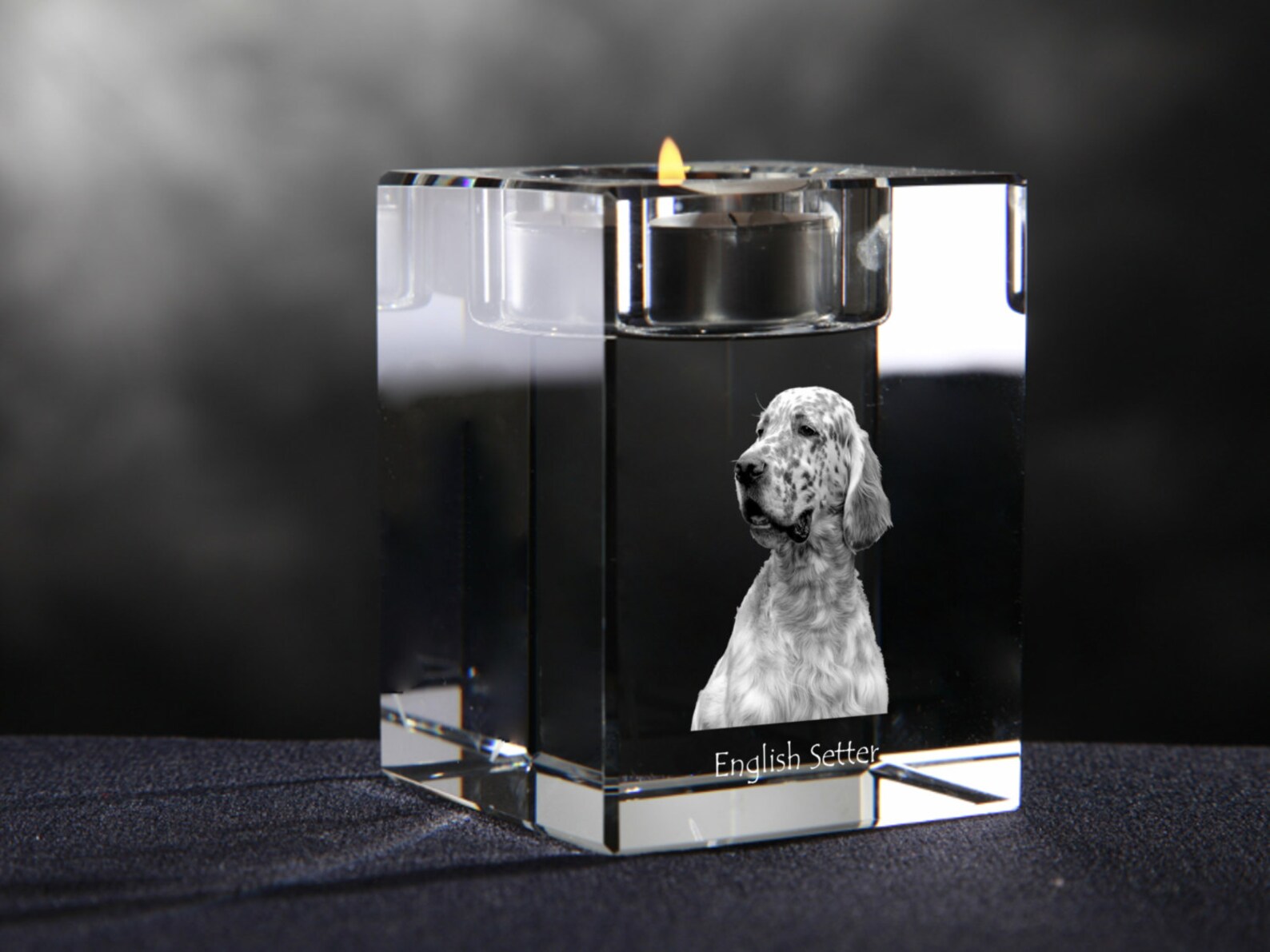 English Setter - Crystal Candlestick With Dog, Souvenir, Decoration ...