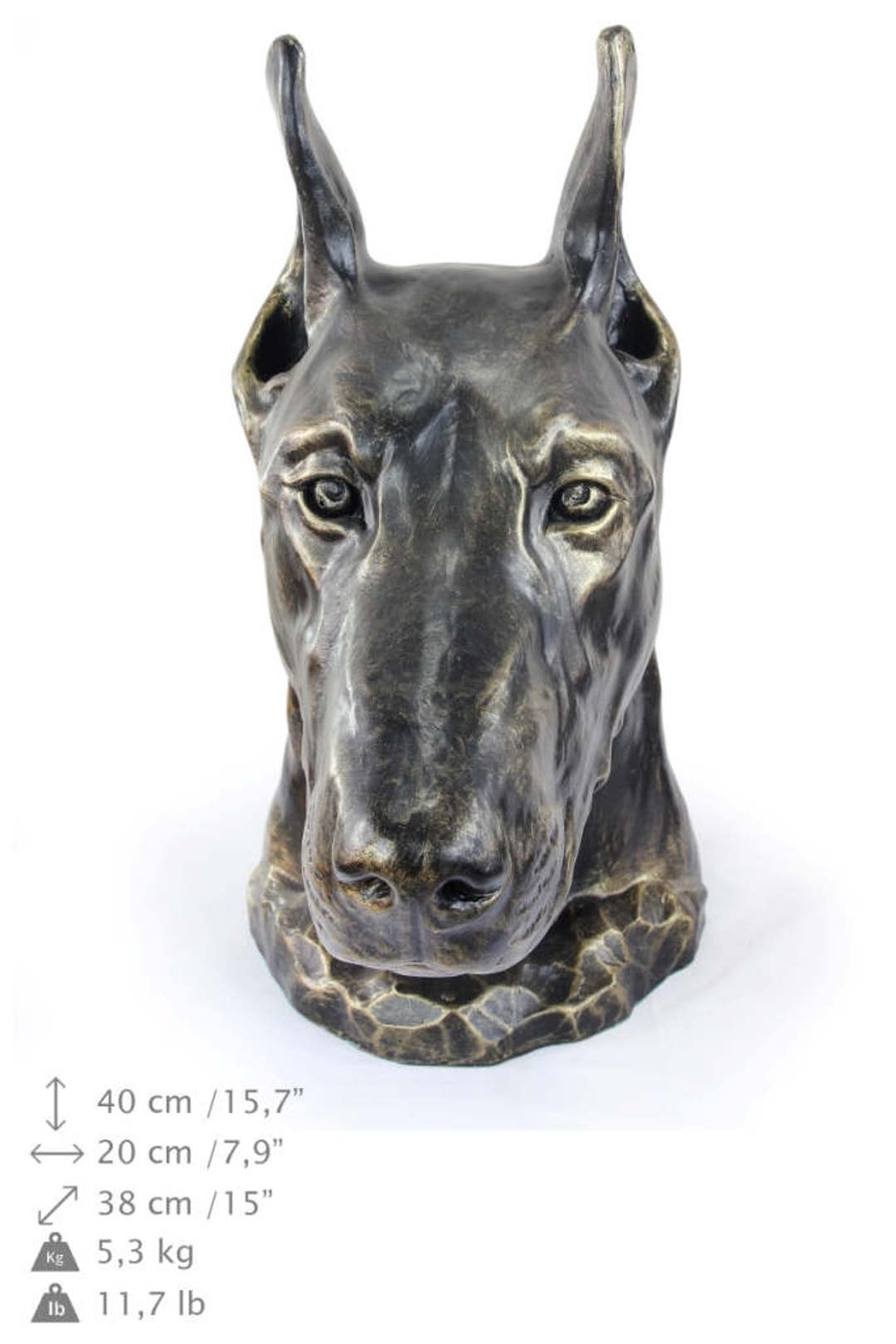Urn for Dog Ashes - Dobermann Statue. Artdog Collection Cremation Box ...