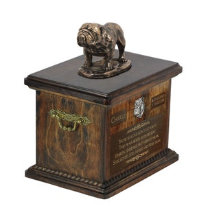 English Bulldog - Exclusive Urn for Dog Ashes With a Statue, Relief and ...
