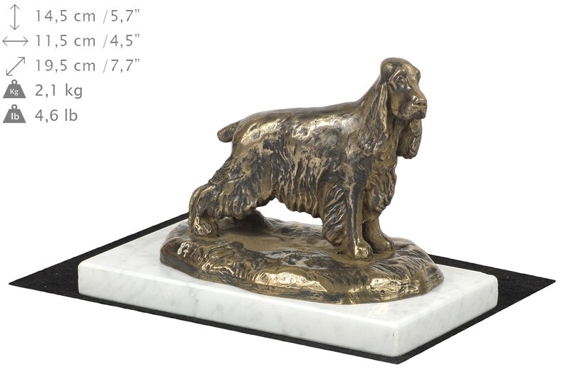 English Cocker Spaniel, Dog White Marble Base Statue, Limited Edition ...