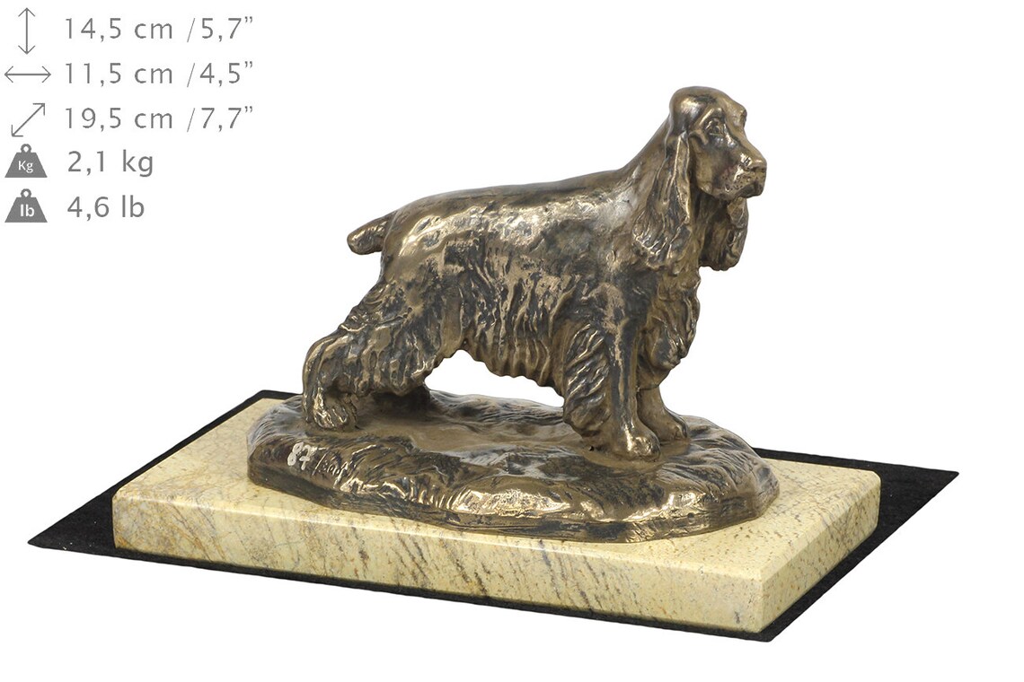 English Cocker Spaniel , Dog Sand Marble Base Statue, Limited Edition ...
