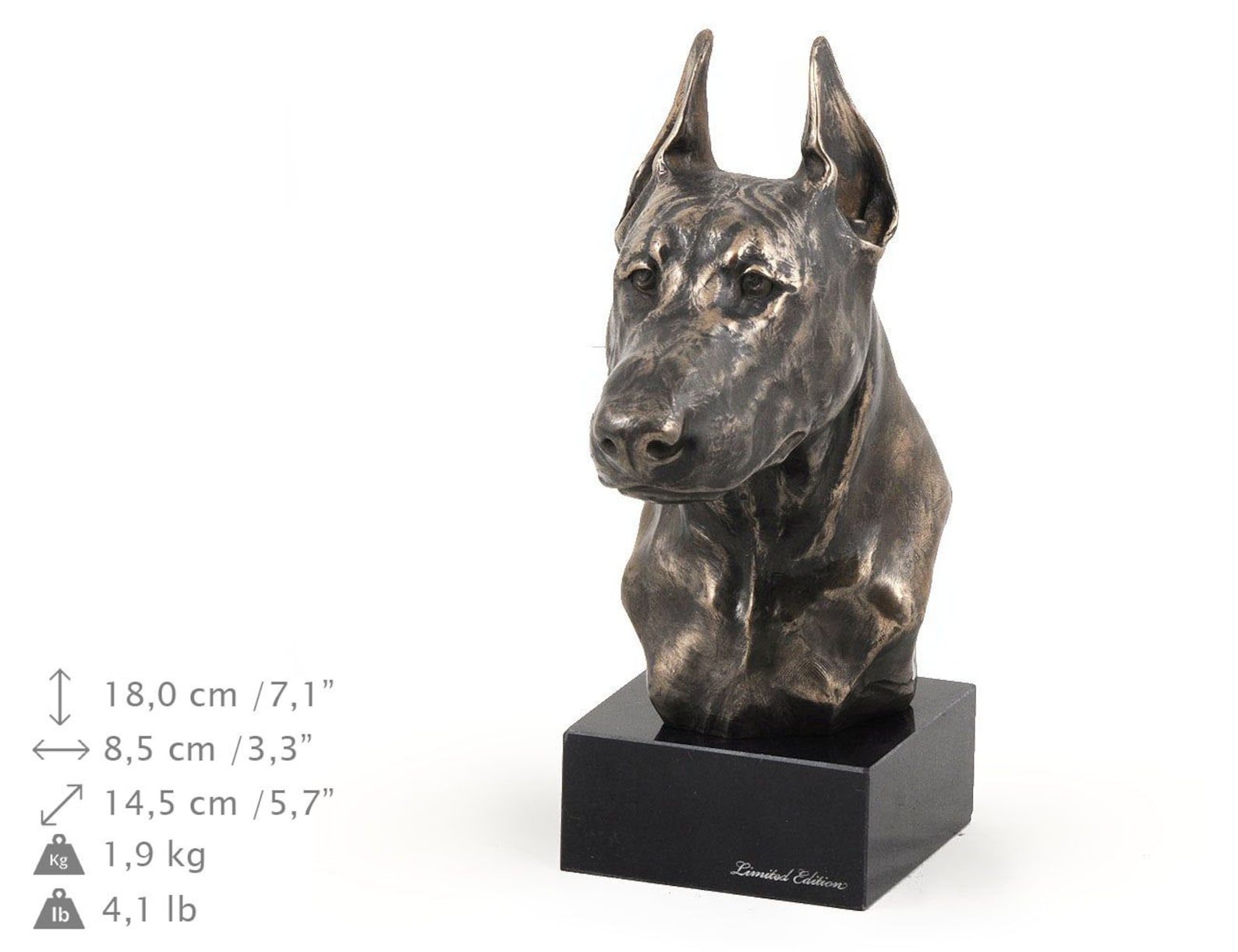 Doberman (cropped), Dog Marble Statue, Limited Edition, Artdog. Made of ...