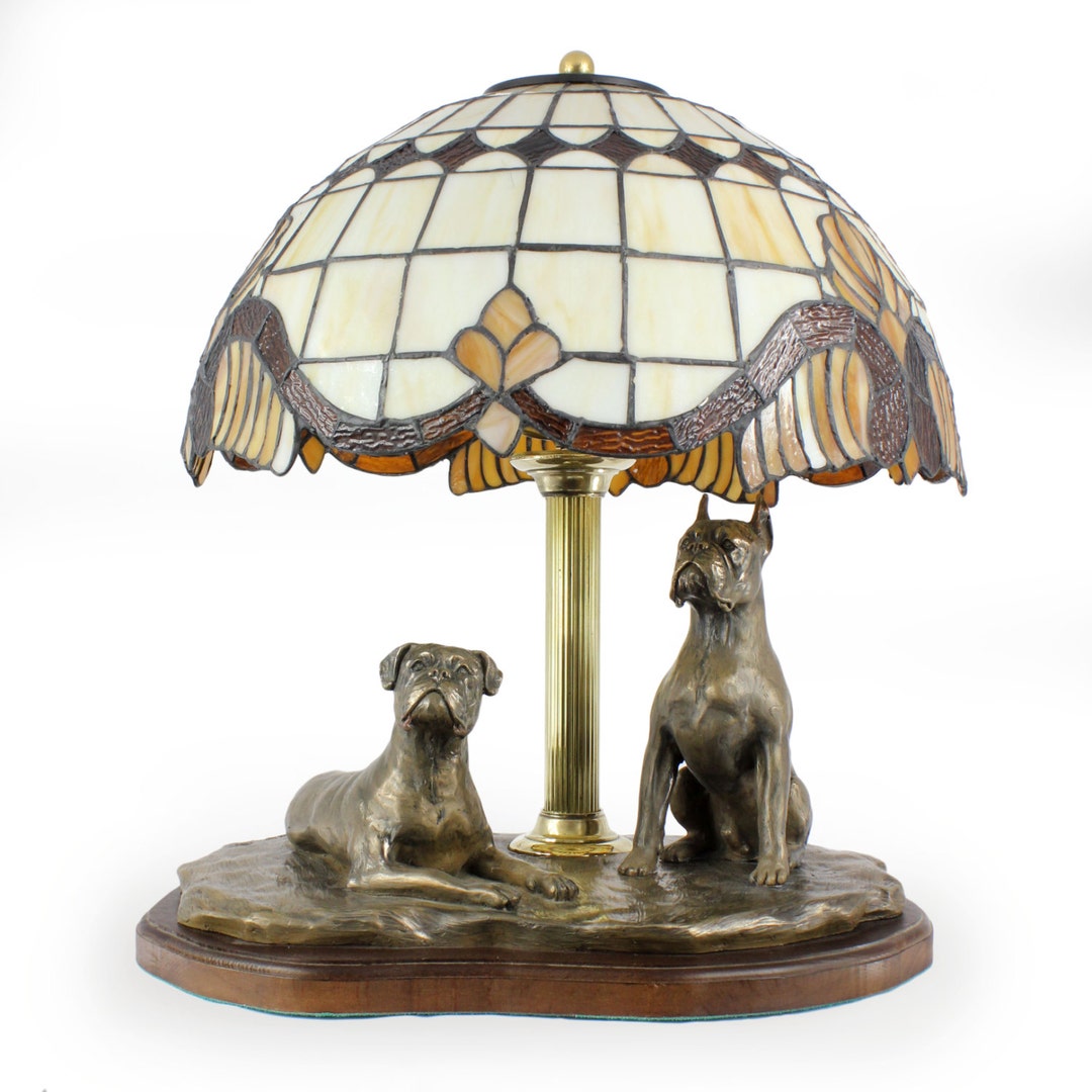Boxer, Dog Lamp Statue, Tiffany Shade, Limited Edition, Artdog - Etsy