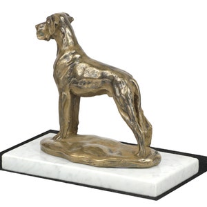 Great Dane Uncropped, Dog White Marble Base Statue, Limited Edition ...