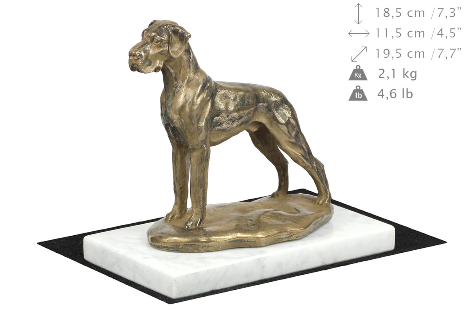 Great Dane Uncropped Dog White Marble Base Statue Limited | Etsy