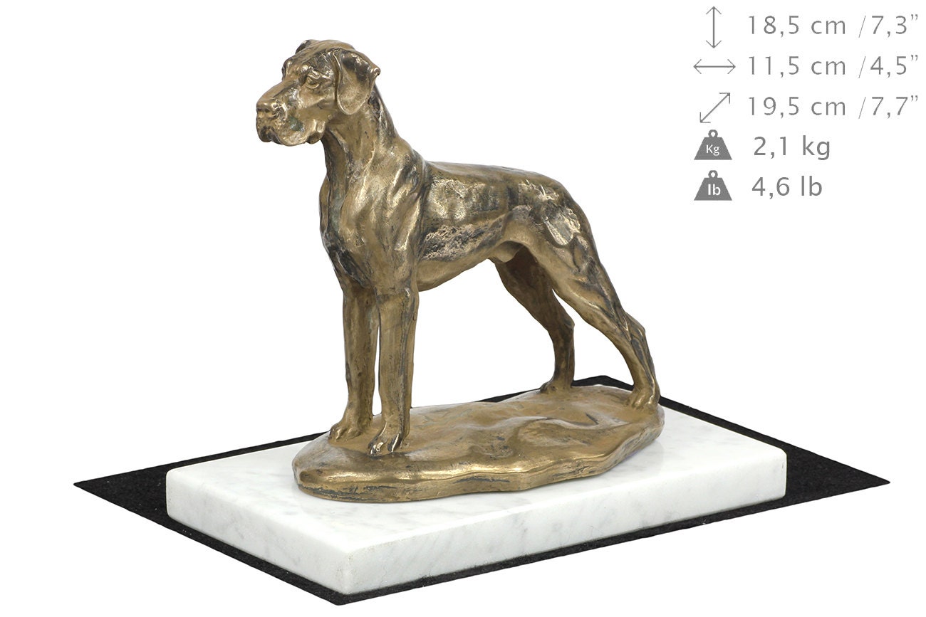 Great Dane Uncropped Dog White Marble Base Statue Limited | Etsy