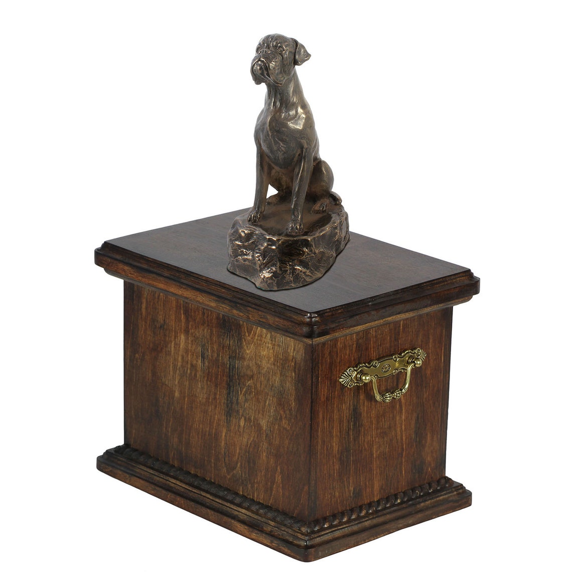 Urn for Dog’s Ashes With a Boxer Sitting Statue, ART-DOG Cremation Box ...