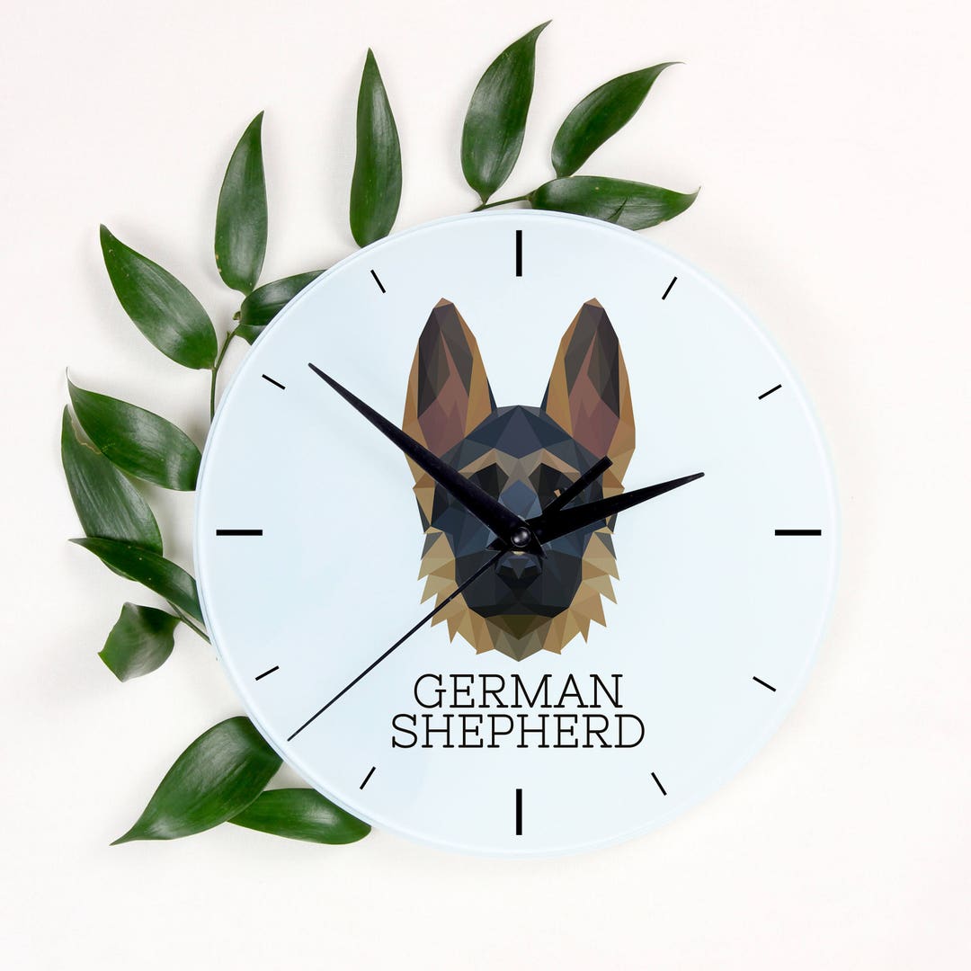 A Clock With a German Shepherd Dog. A New Collection With the Geometric ...