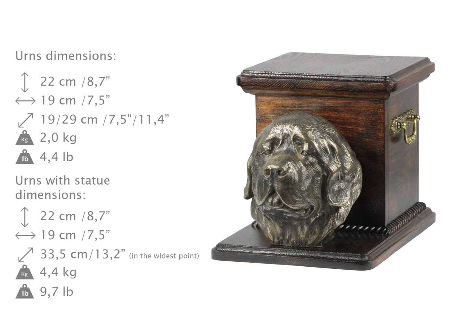 Urn for Dogs Ashes With a Standing Statue newfoundland - Etsy