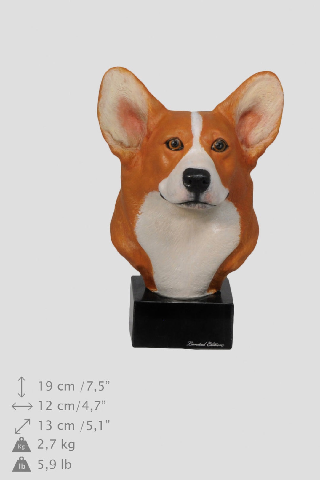 Welsh Corgi, Dog Marble Statue, Painted, Limited Edition, Make Your Own ...