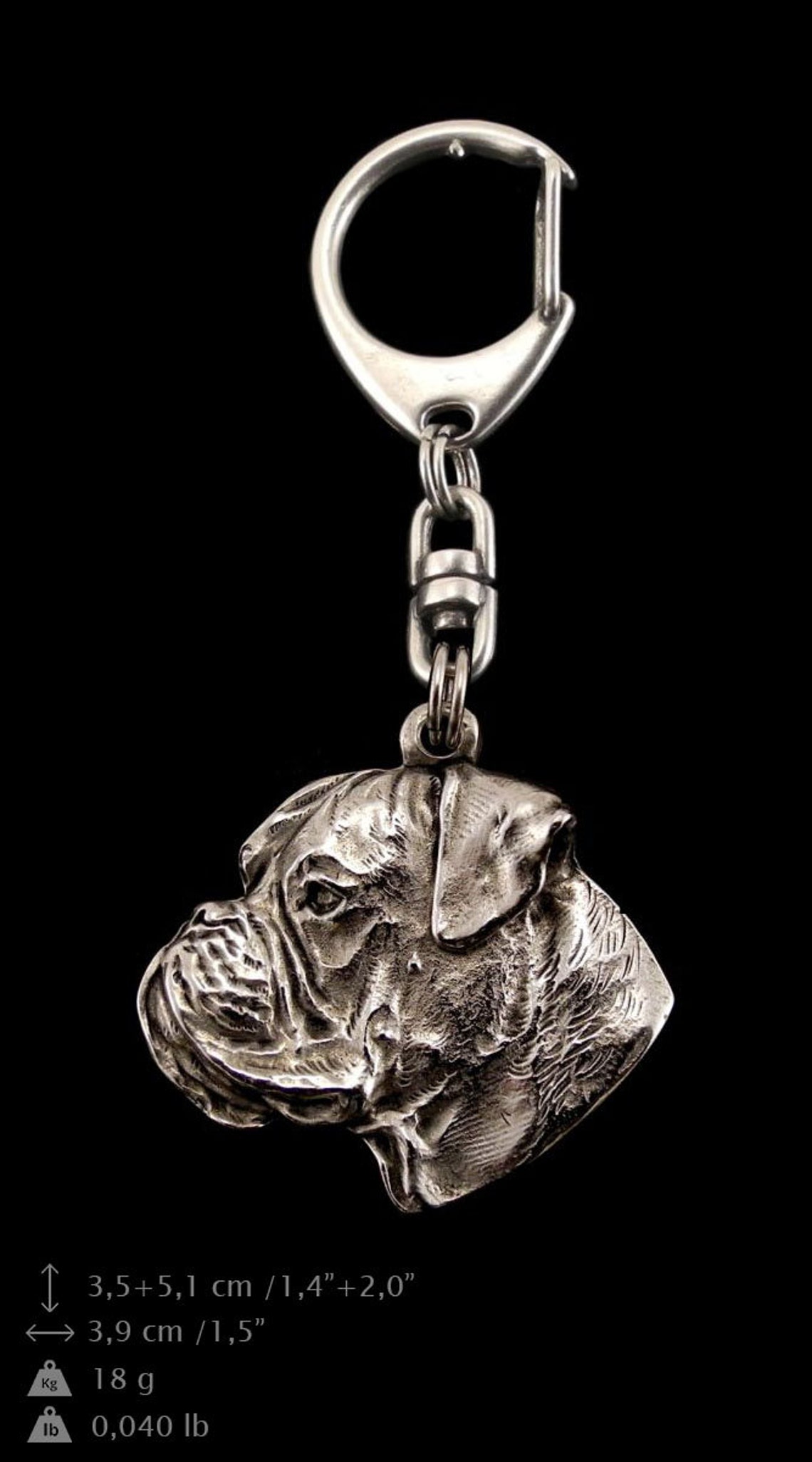 NEW Boxer uncropped¬ Cut Dog Keyring Key Holder in - Etsy