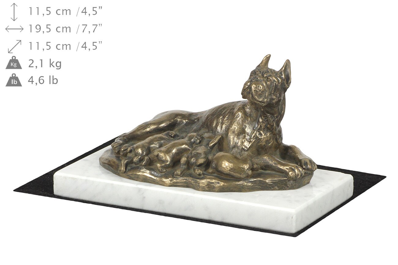 Boxer, Dog White Marble Base Statue, Limited Edition, Artdog. Made of ...
